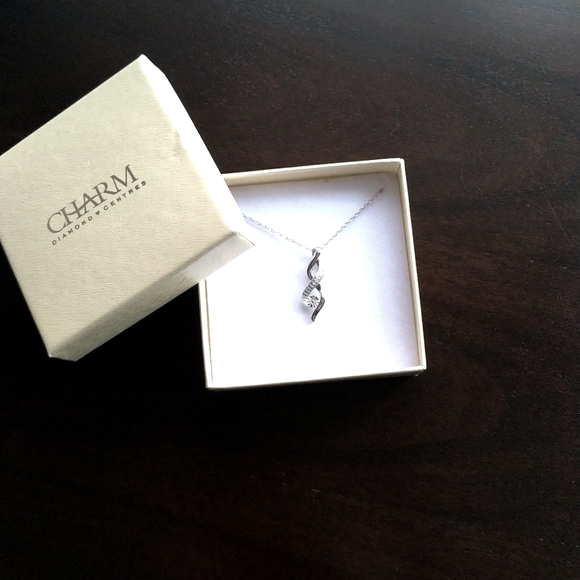 Charm Diamond Centres | Jewelry | Silver Necklace With Diamond Pendant ...